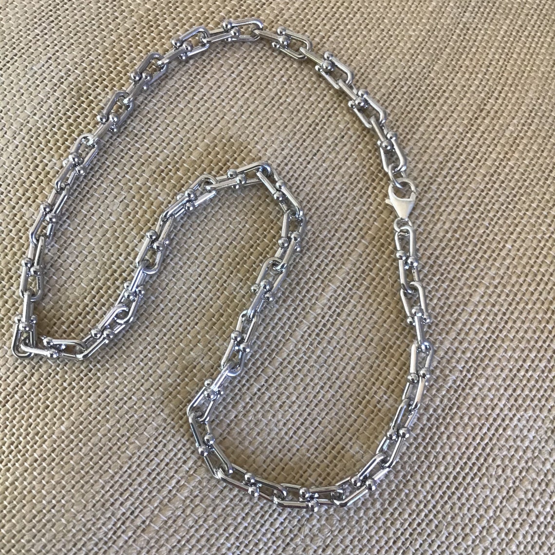 U LINK CHOKER U Link Necklace Silverplate Chain - Etsy