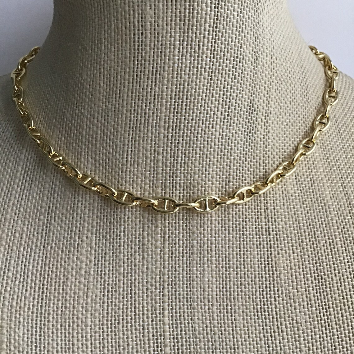 GOLDFILLED ANCHOR CHAIN, Paperclip Chain Necklace, Goldfilled Choker ...