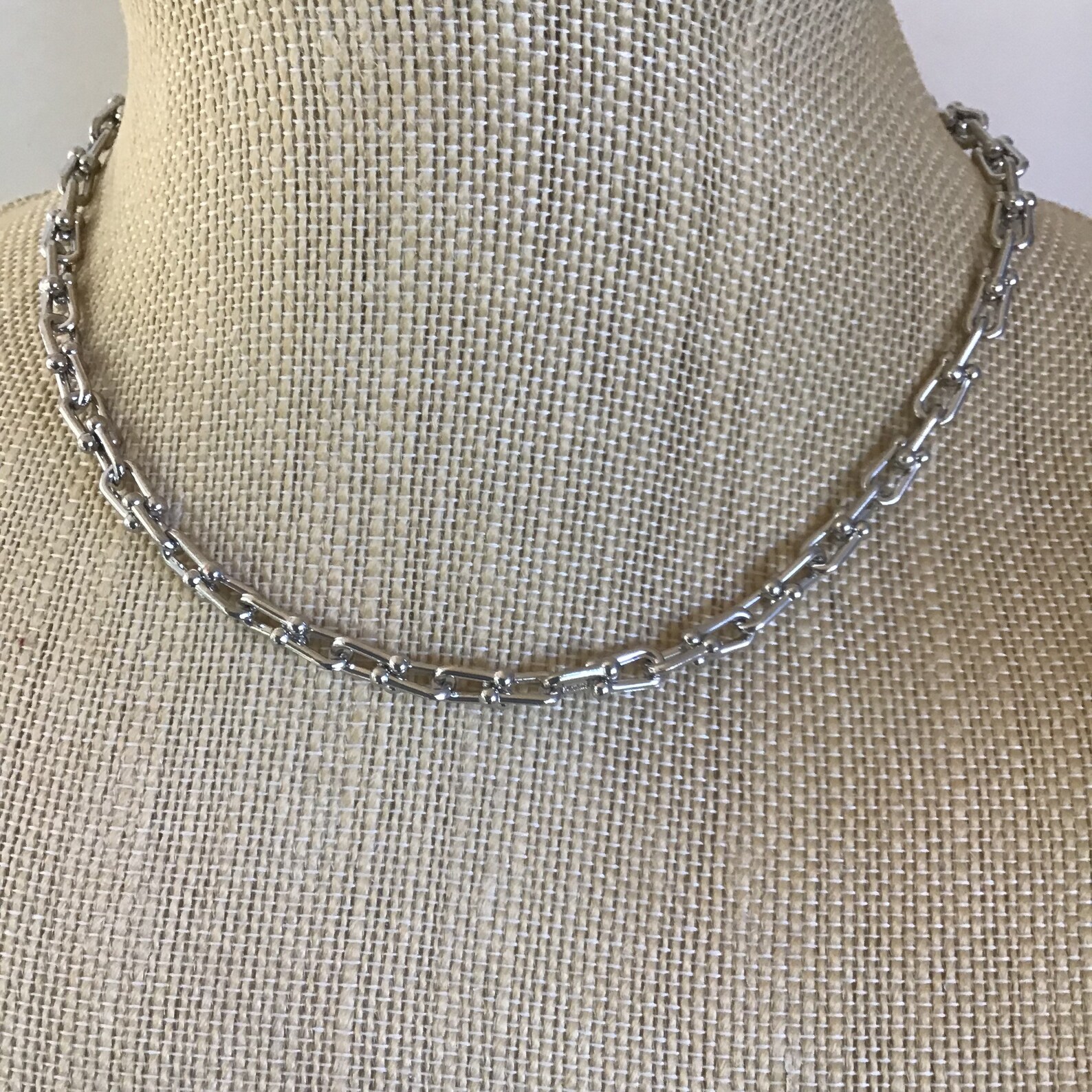 U LINK CHOKER U Link Necklace Silverplate Chain - Etsy