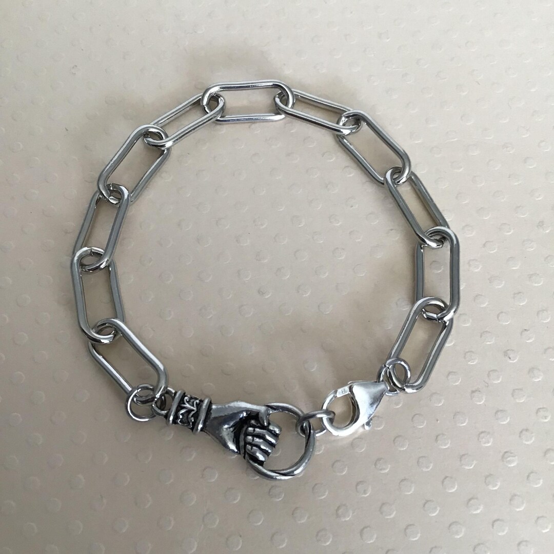 PAPERCLIP CHAIN BRACELET, Grasping Hand Bracelet, Silverplate Paperclip ...
