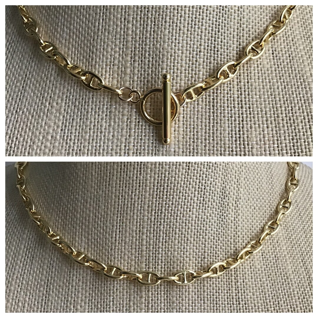 GOLDFILLED ANCHOR CHAIN, Paperclip Chain Necklace, Goldfilled Choker ...
