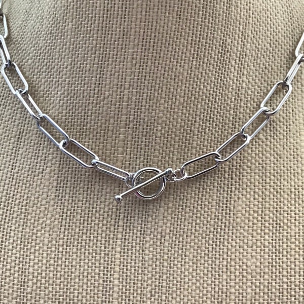 Silver Paperclip Necklace - Etsy