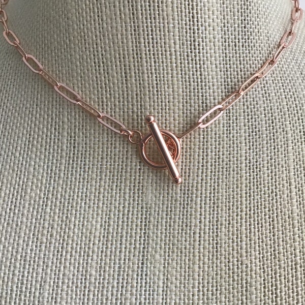 Paperclip Rose Gold Necklace - Etsy