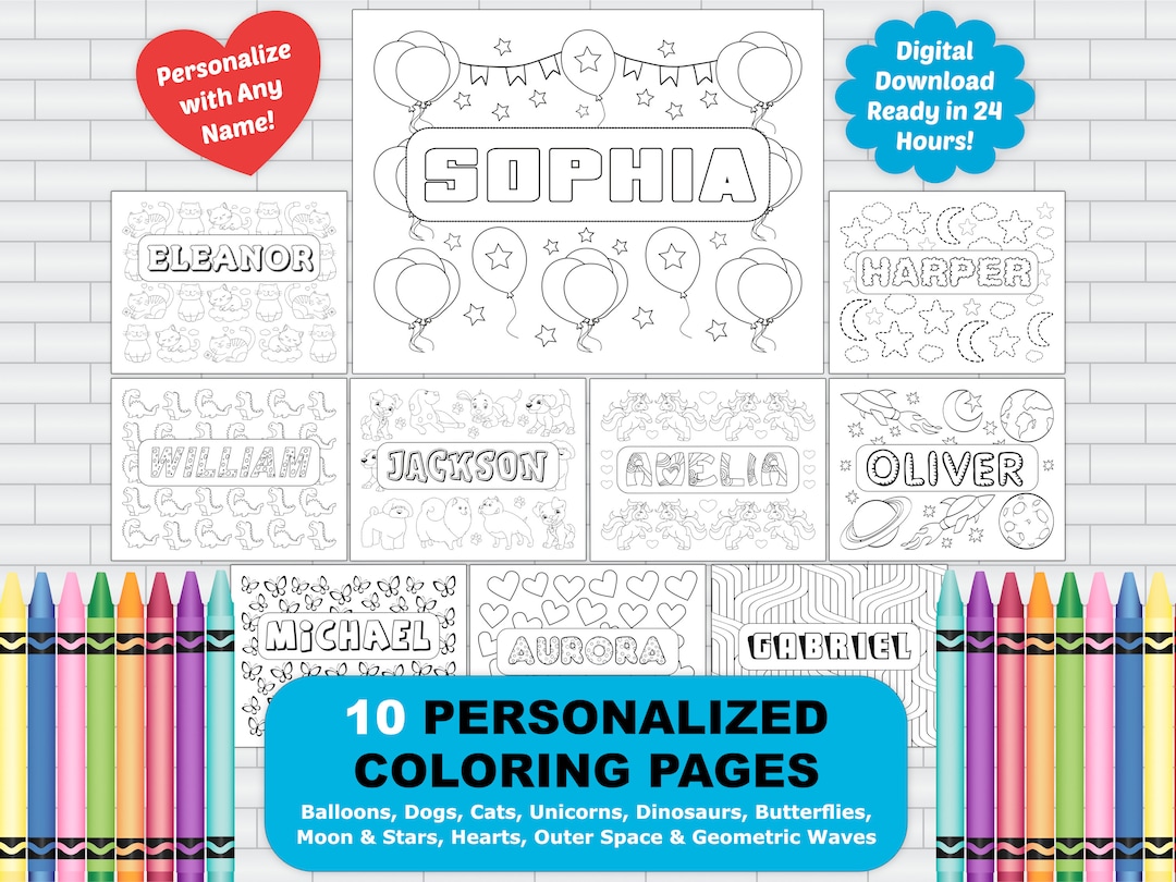 10 Name Coloring Sheets, Name Coloring Page, Personalized Coloring ...