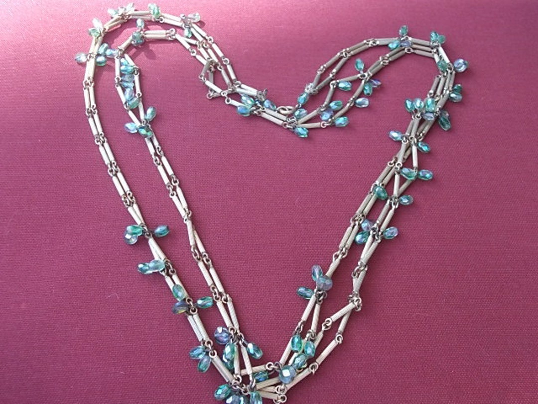 Really Long Gold Rods Linked Together With Green and Clear - Etsy