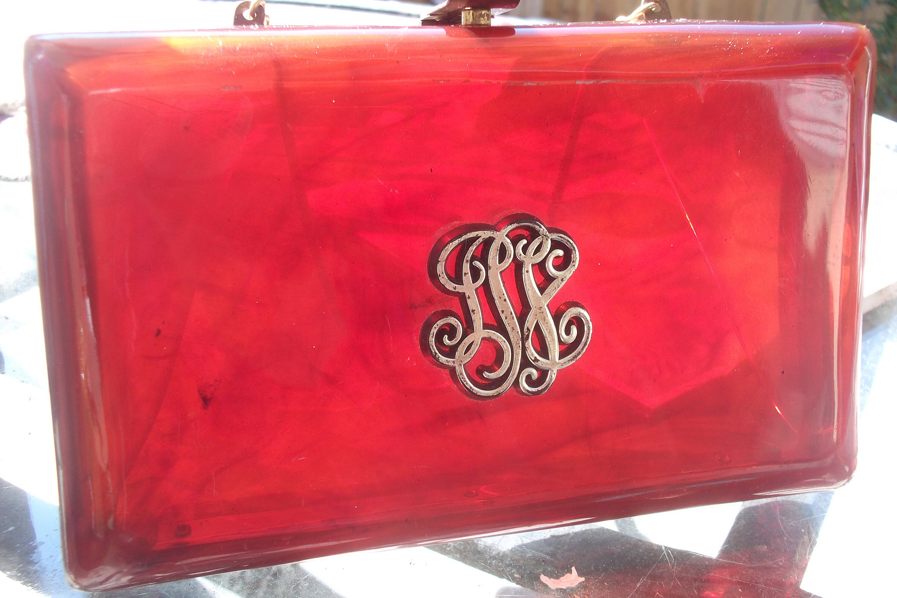 Lucite Amber Color With Original Gold Tone Hard Wear - Etsy