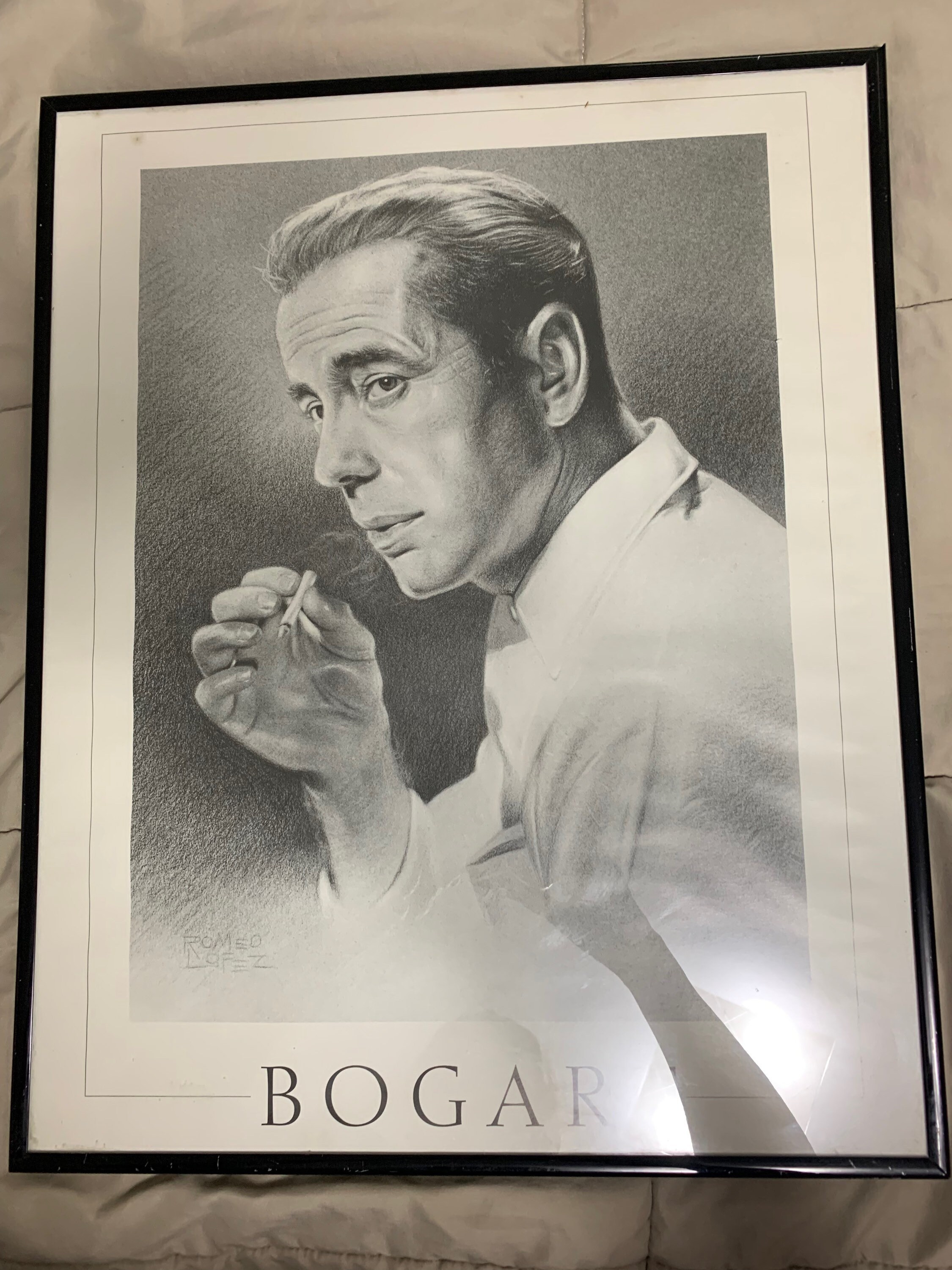 Humphrey Bogart Black and White Signed Romeo Lopez Iconic Actor Print ...