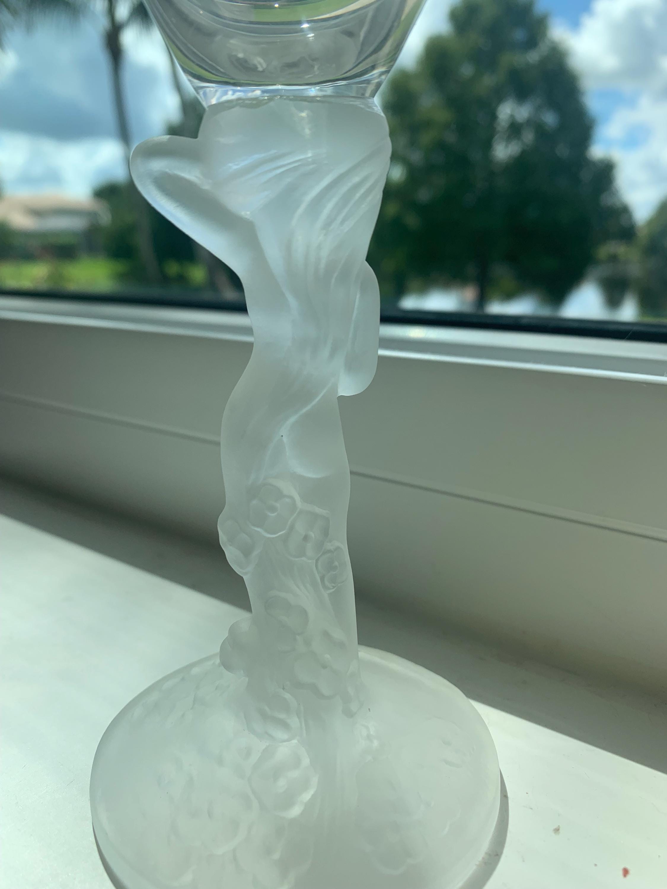 Aderia by Ishizuka Nude Woman Figure Frosted Covered With Flowers Flowy Hair Stem Wine Glass - Etsy