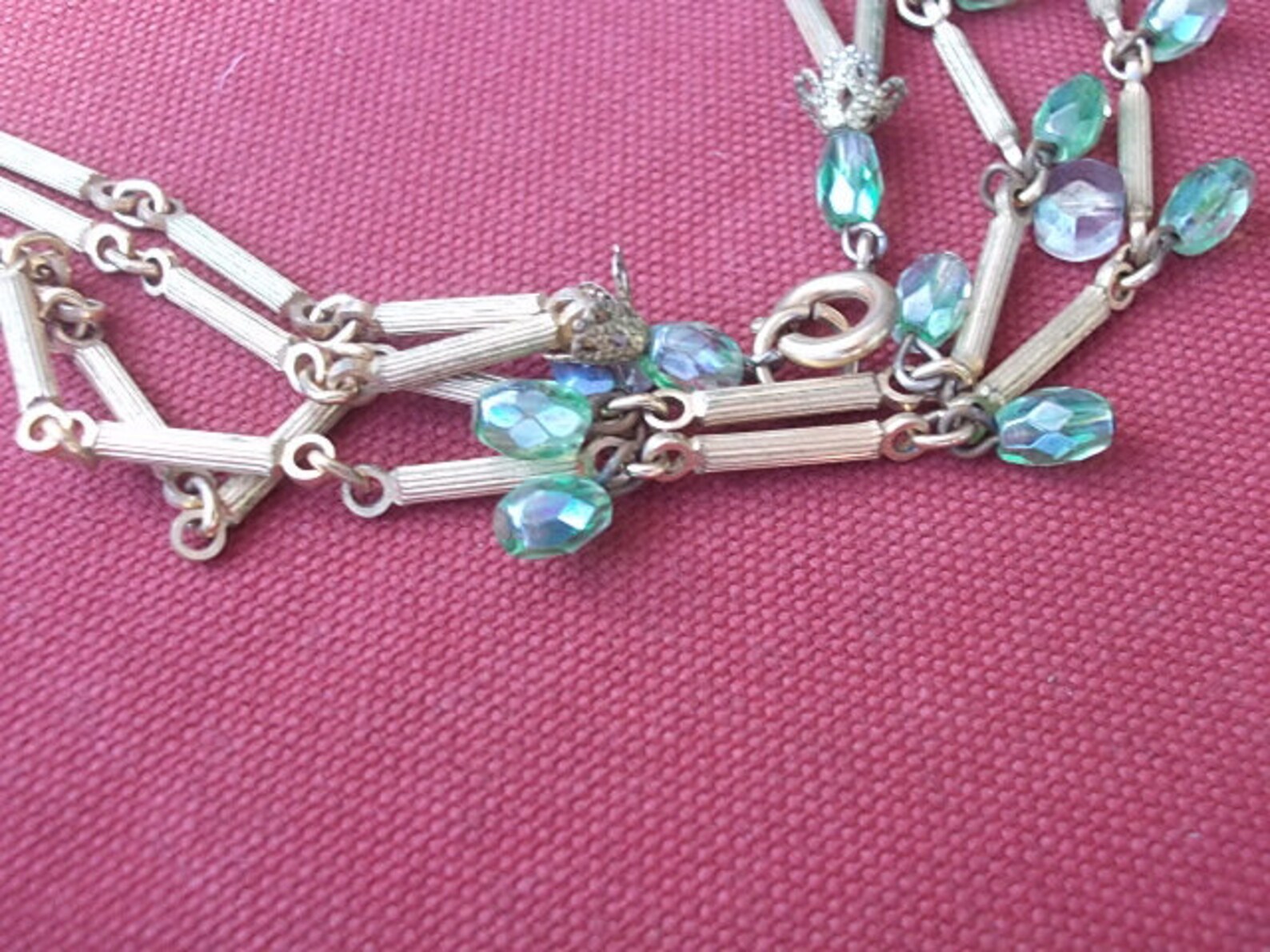 Really Long Gold Rods Linked Together With Green and Clear - Etsy
