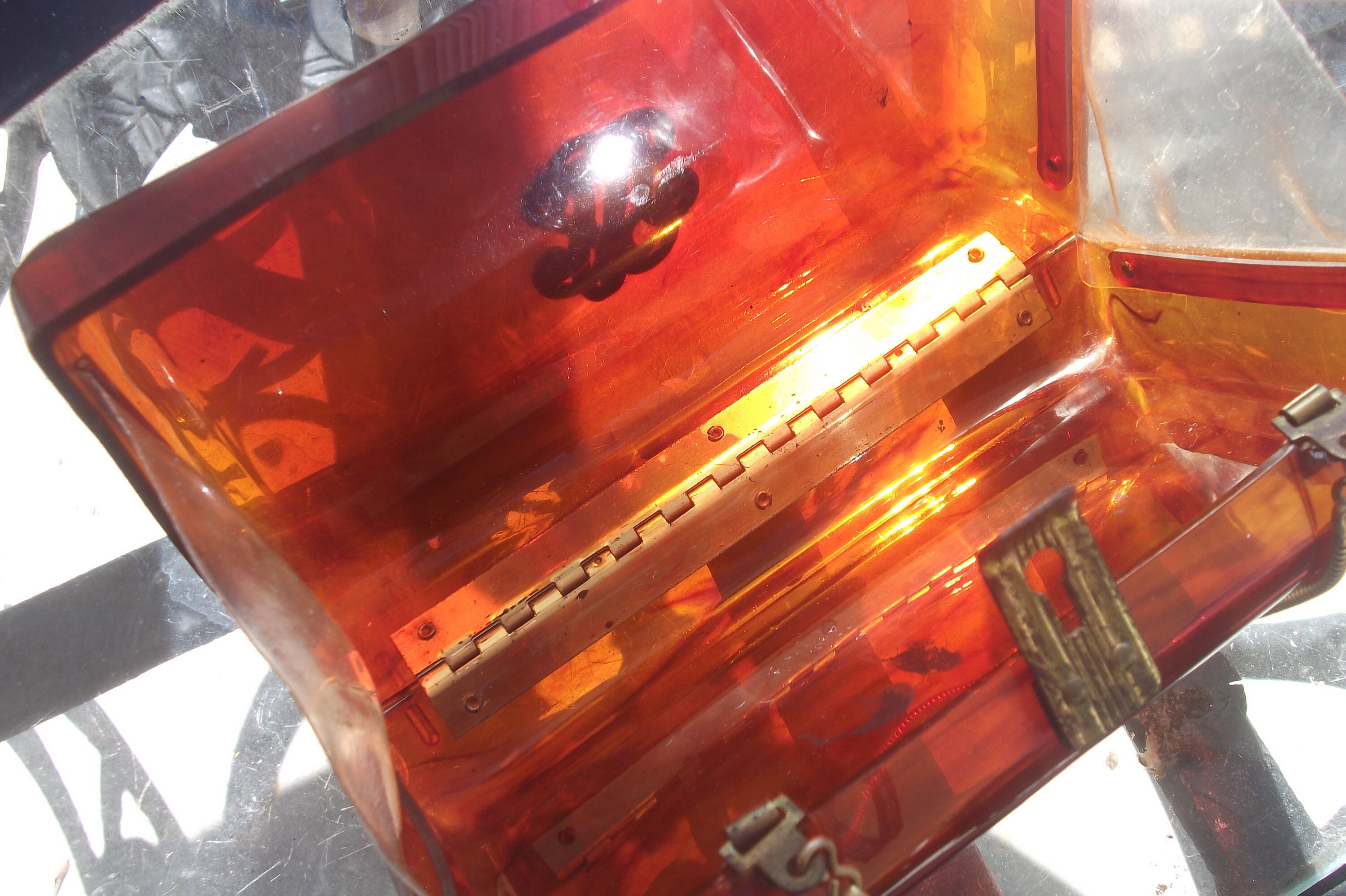 Lucite Amber Color With Original Gold Tone Hard Wear - Etsy