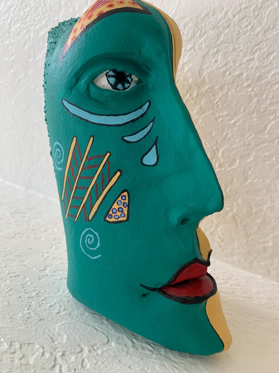 Hand Painted Two Colored Half and Half Face Sculpture With Amazing ...