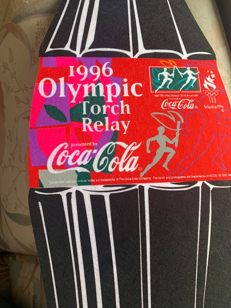 Coca-cola 1996 Olympic Torch Relay Felt Advertisement Atlanta 28 ...