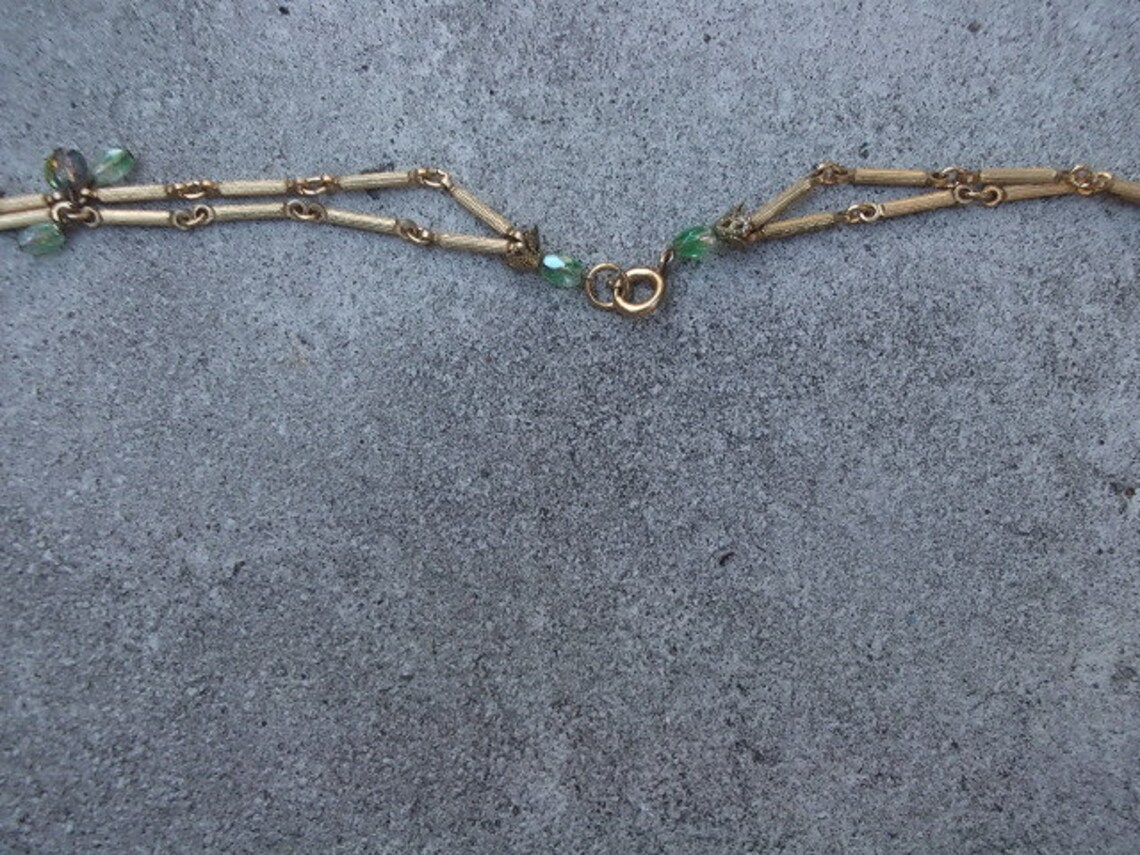 Really Long Gold Rods Linked Together With Green and Clear - Etsy