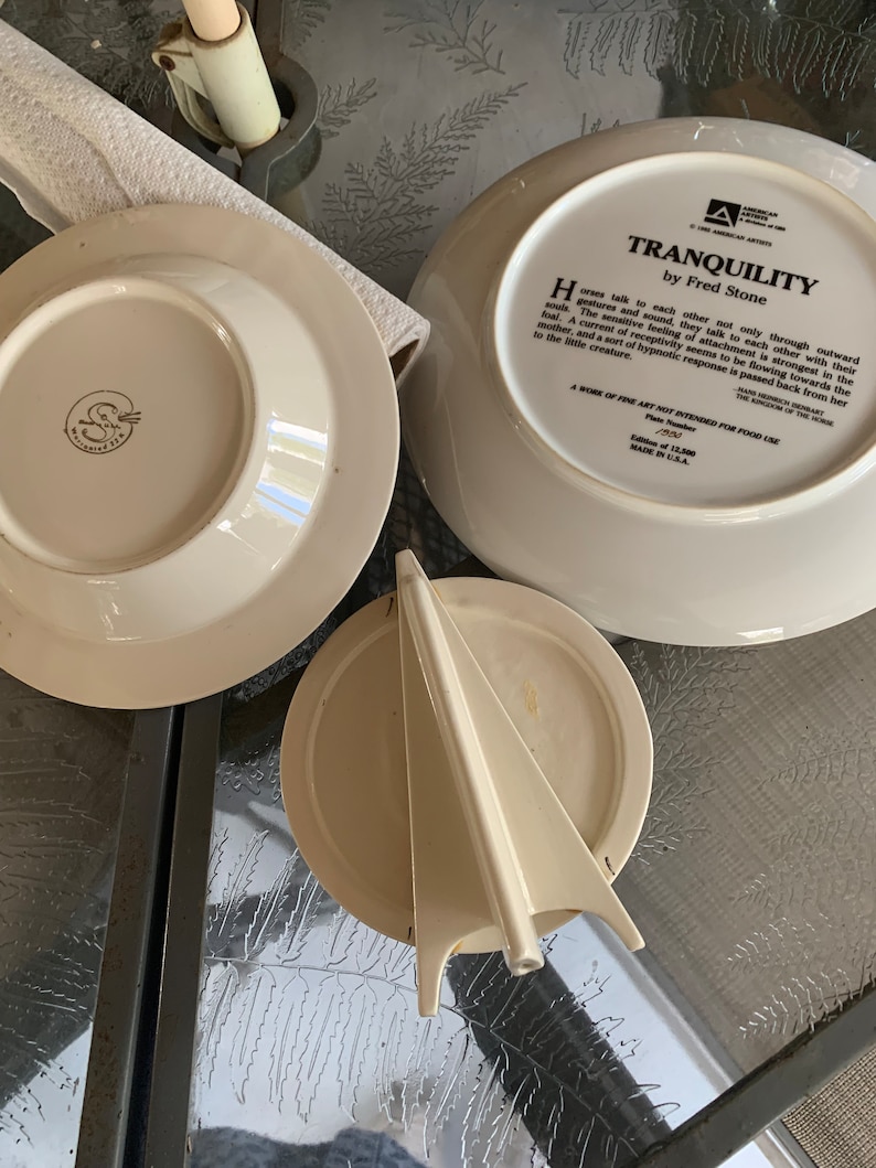 Horse Lot of Three Plate by Fred Stone Ashtray and Smaller Horse With ...