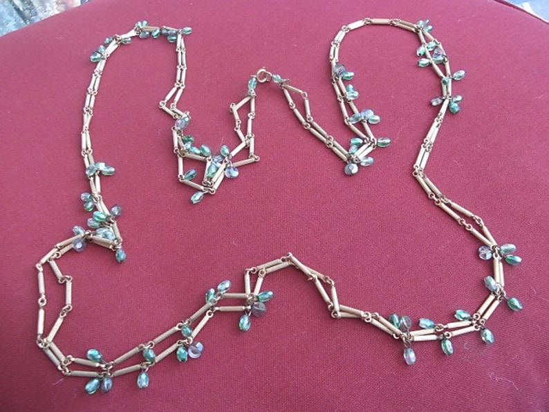 Really Long Gold Rods Linked Together With Green and Clear - Etsy