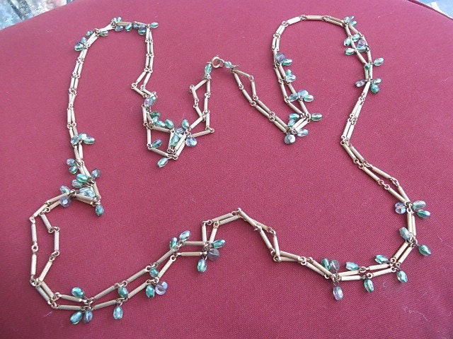Really Long Gold Rods Linked Together With Green and Clear - Etsy