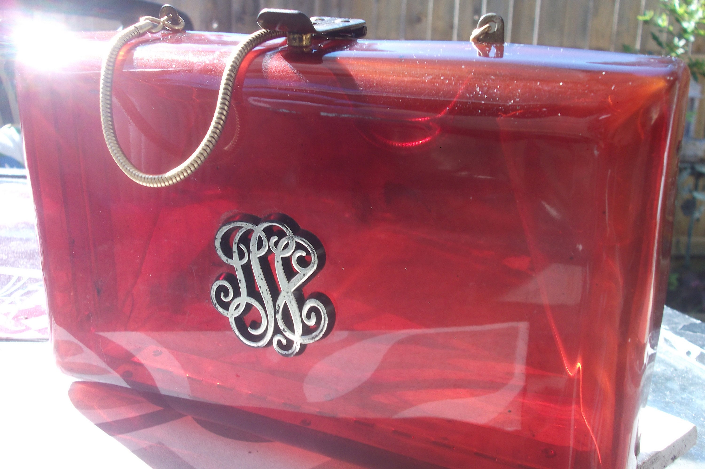 Lucite Amber Color With Original Gold Tone Hard Wear - Etsy