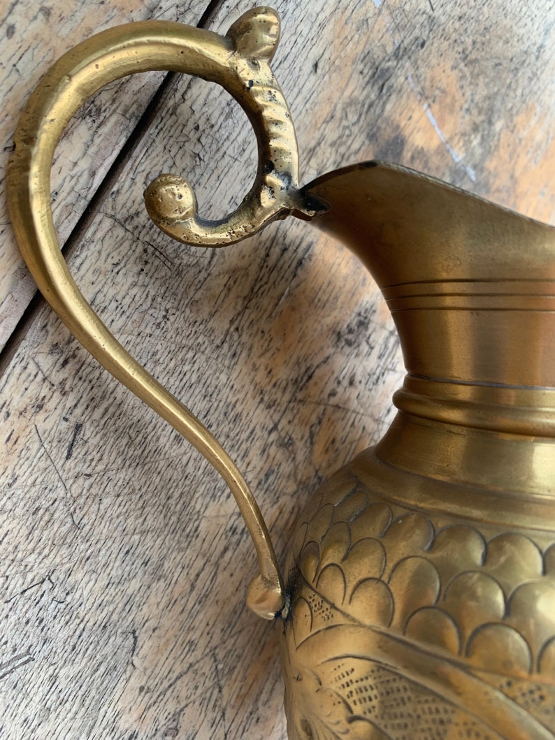 Brass Edged Grape and Leaf Design With A Swirl Handle Vase - Etsy