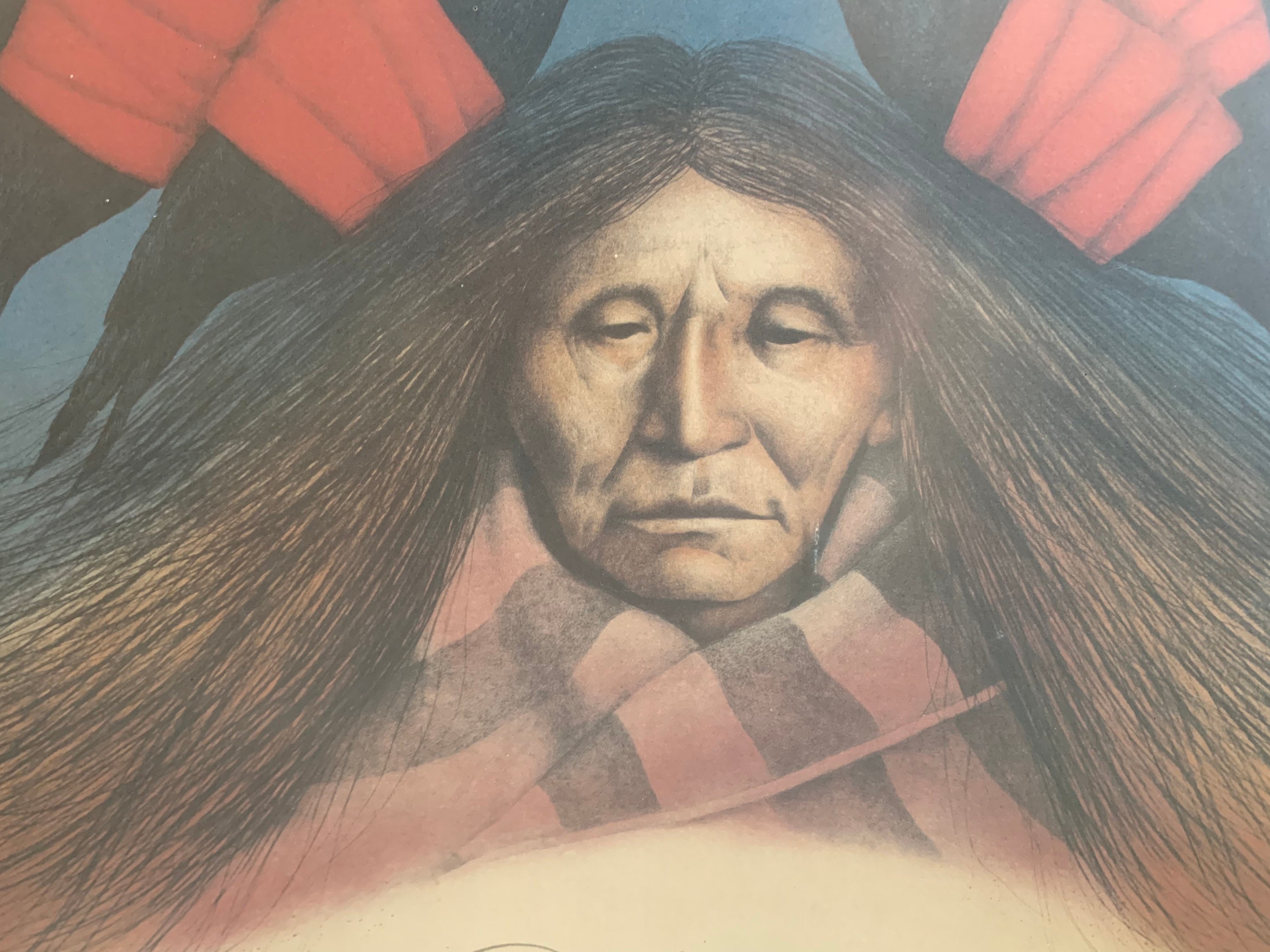 American Indian Chief With Crows Art Print Framed and Signed - Etsy