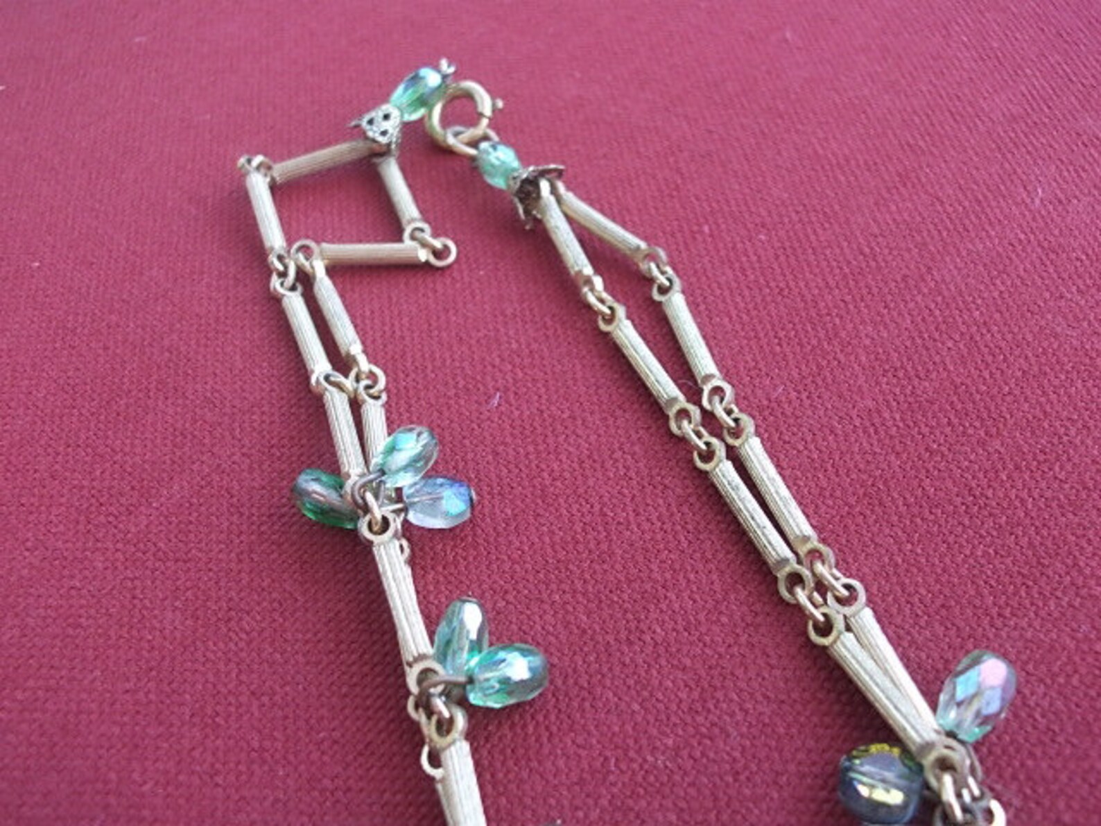 Really Long Gold Rods Linked Together With Green and Clear - Etsy