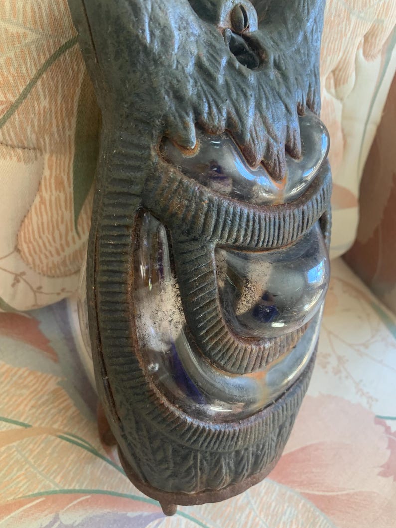 Cast Iron Antique Owl Design With Convex Glass Candle Holder - Etsy