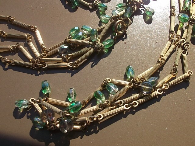 Really Long Gold Rods Linked Together With Green and Clear - Etsy