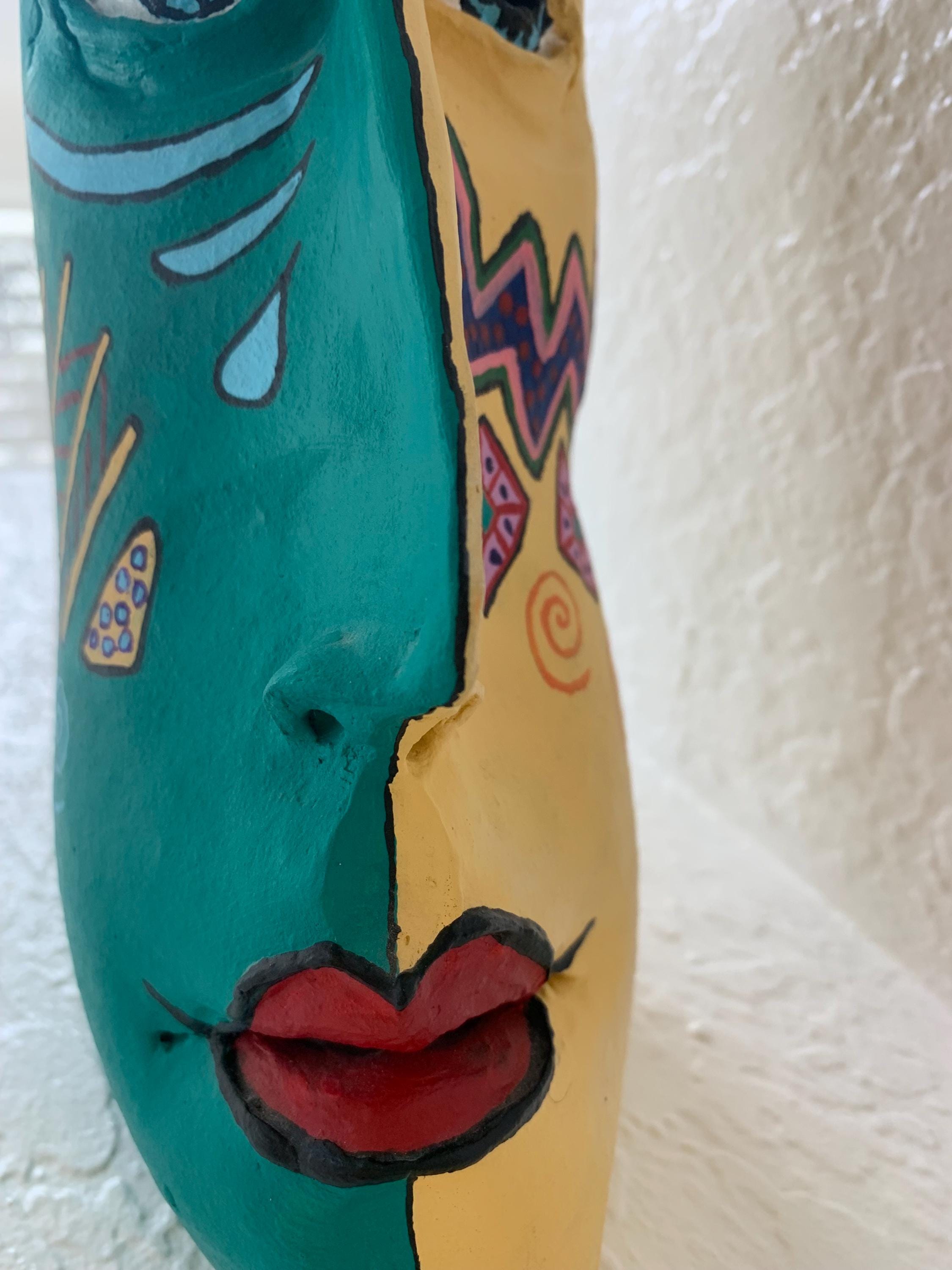 Hand Painted Two Colored Half and Half Face Sculpture With Amazing ...