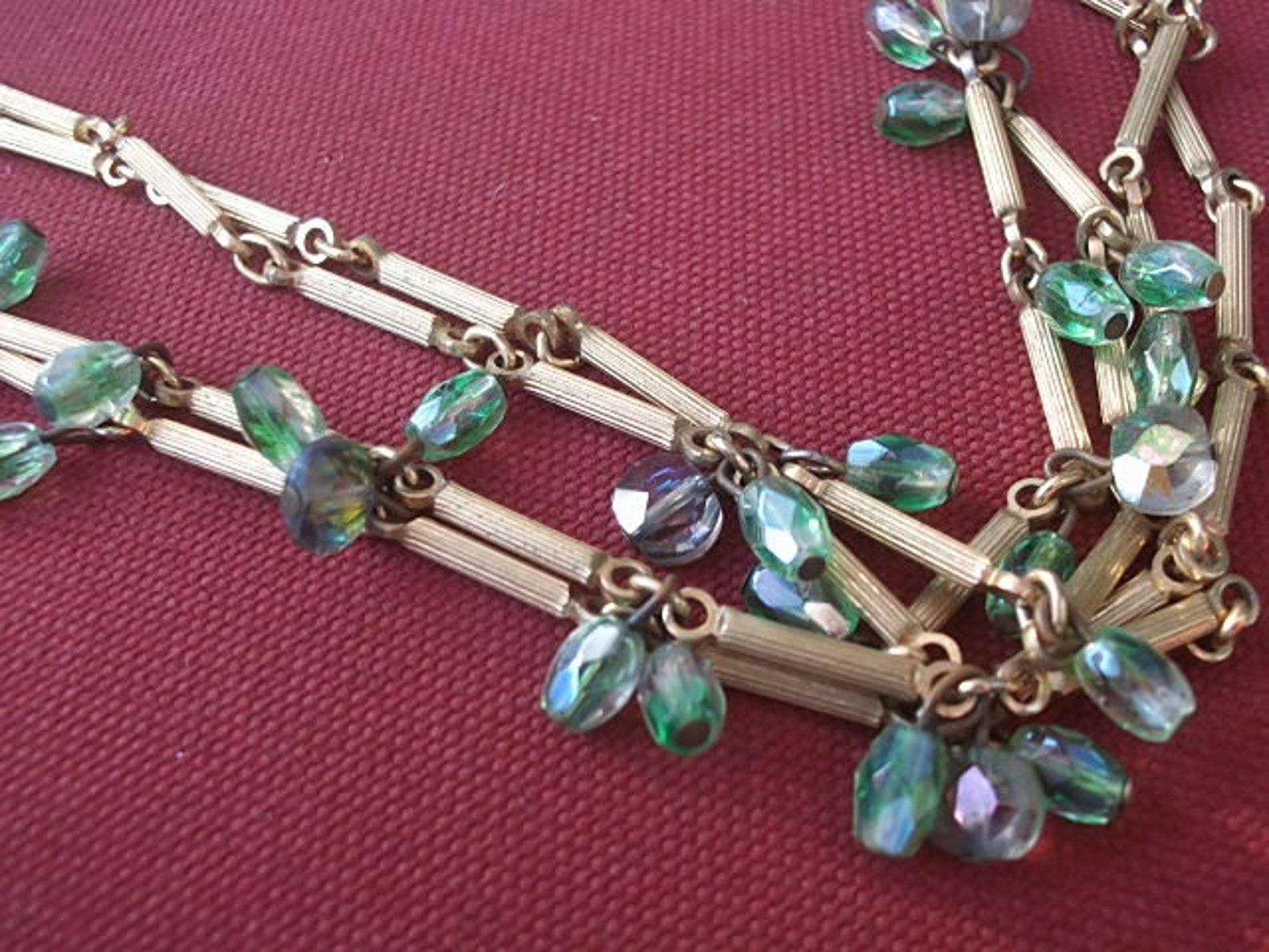 Really Long Gold Rods Linked Together With Green and Clear - Etsy