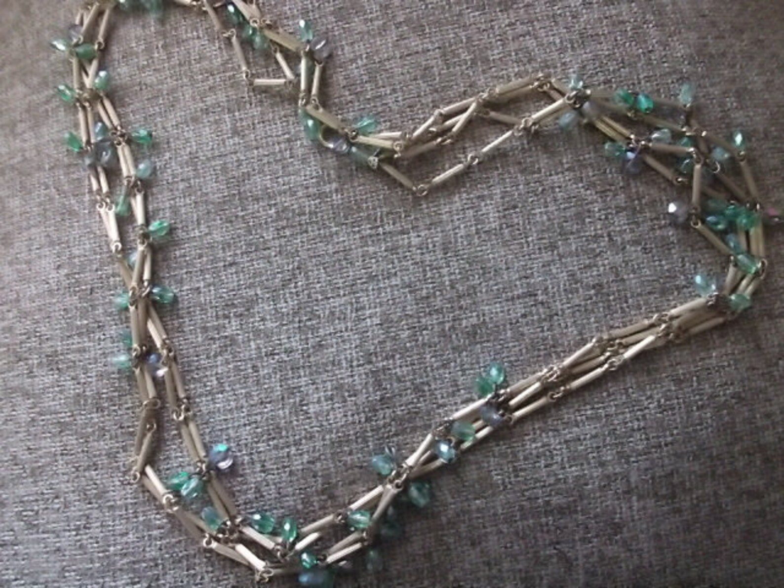 Really Long Gold Rods Linked Together With Green and Clear - Etsy