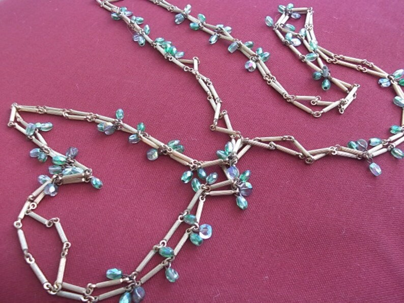 Really Long Gold Rods Linked Together With Green and Clear - Etsy