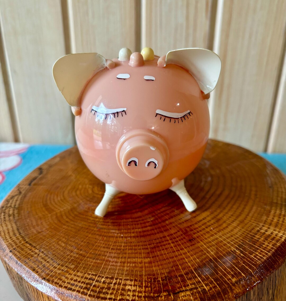 1950s Vintage Piggy Bank, Plastic PINK Pig, Baby Shower Gift, Pig ...