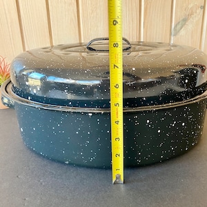 Large Black Enamelware Oval Roaster,large Roasting Pan,graniteware Oval ...