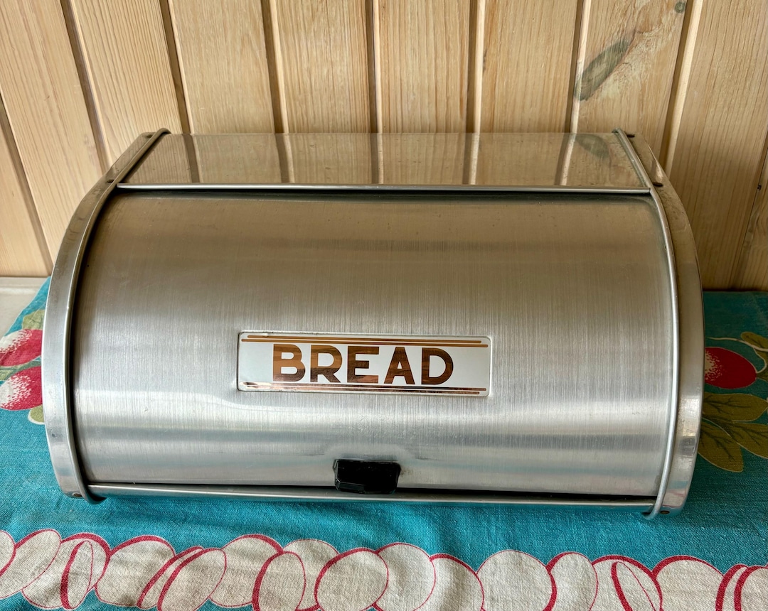 RARE Spun Aluminum Scroll Top Bread Box by Maid of Honor, 50s Kitchen Bread Box, Roll Top Bread ...