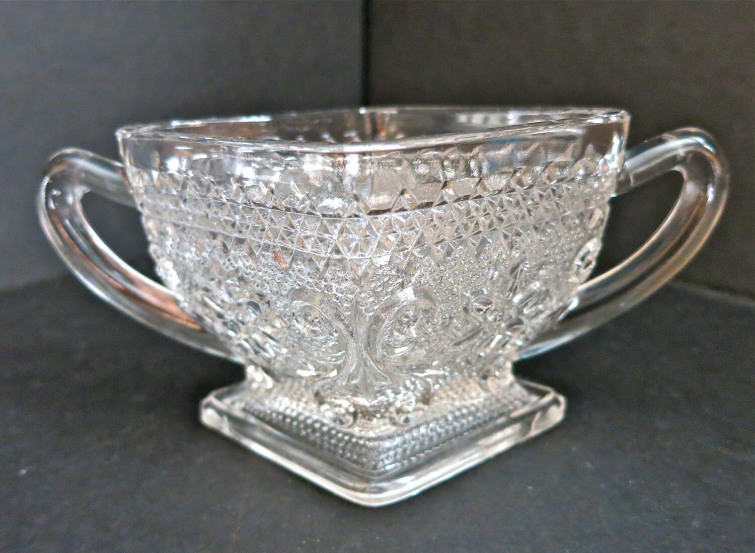 Vintage-tiara Clear Depression Glass Creamer and Sugar Diamond - Etsy