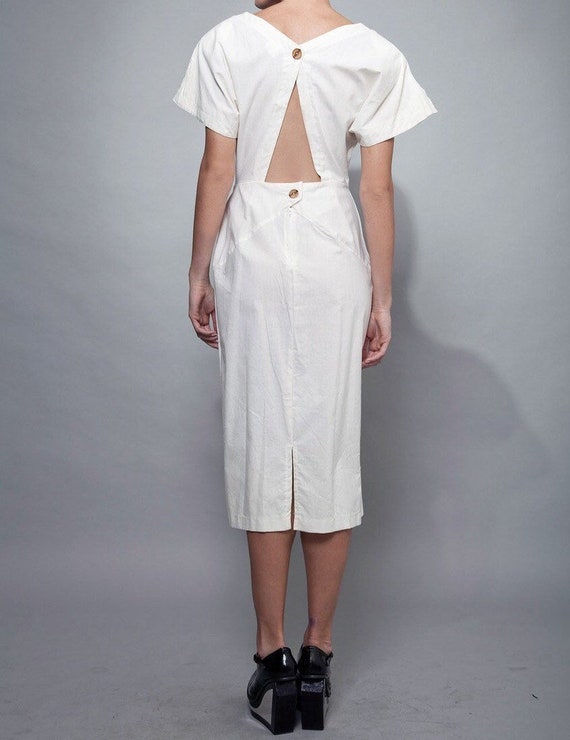 SALE Stunning Vintage Origami Open Back white dress - Gem