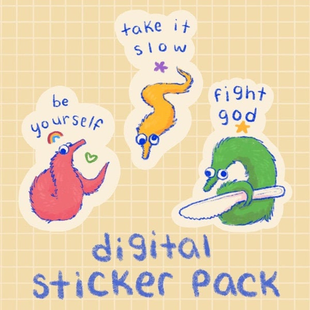 DIGITAL Fluffy Worm Sticker Pack - Etsy