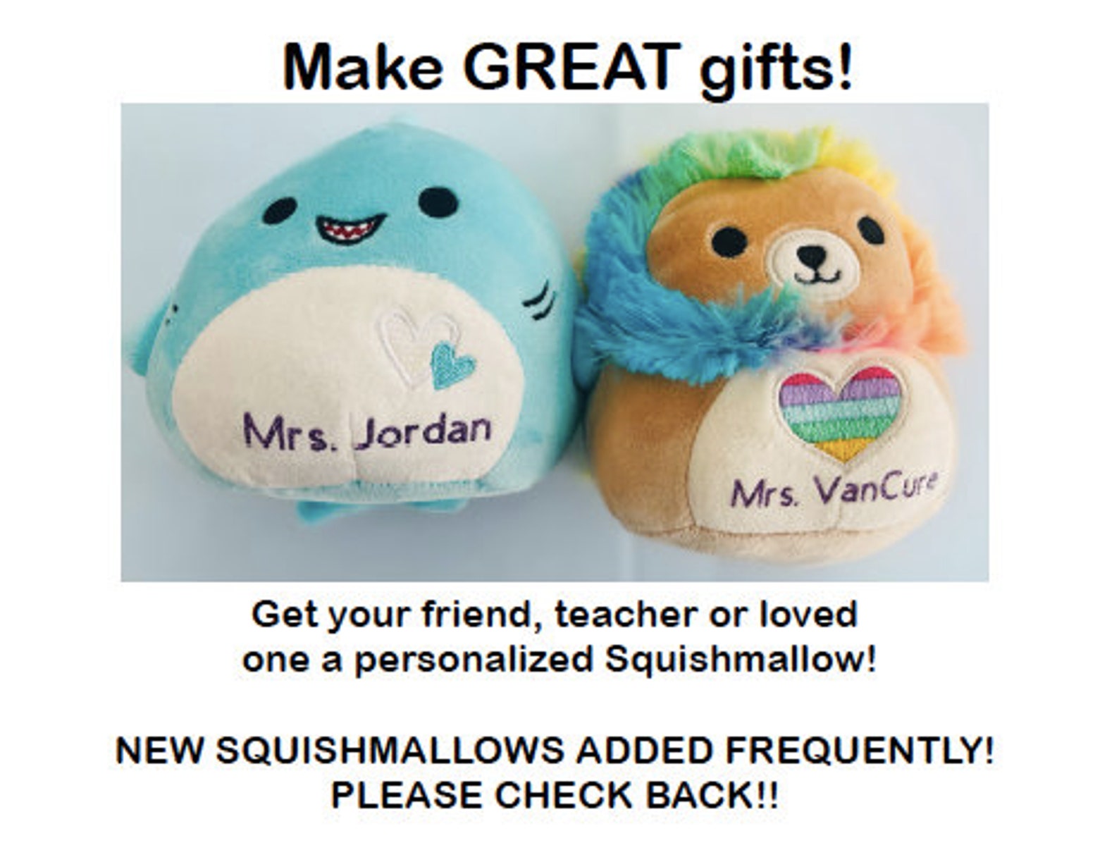 Personalized Squishmallow Plush Toy Custom Stuffed Animal - Etsy