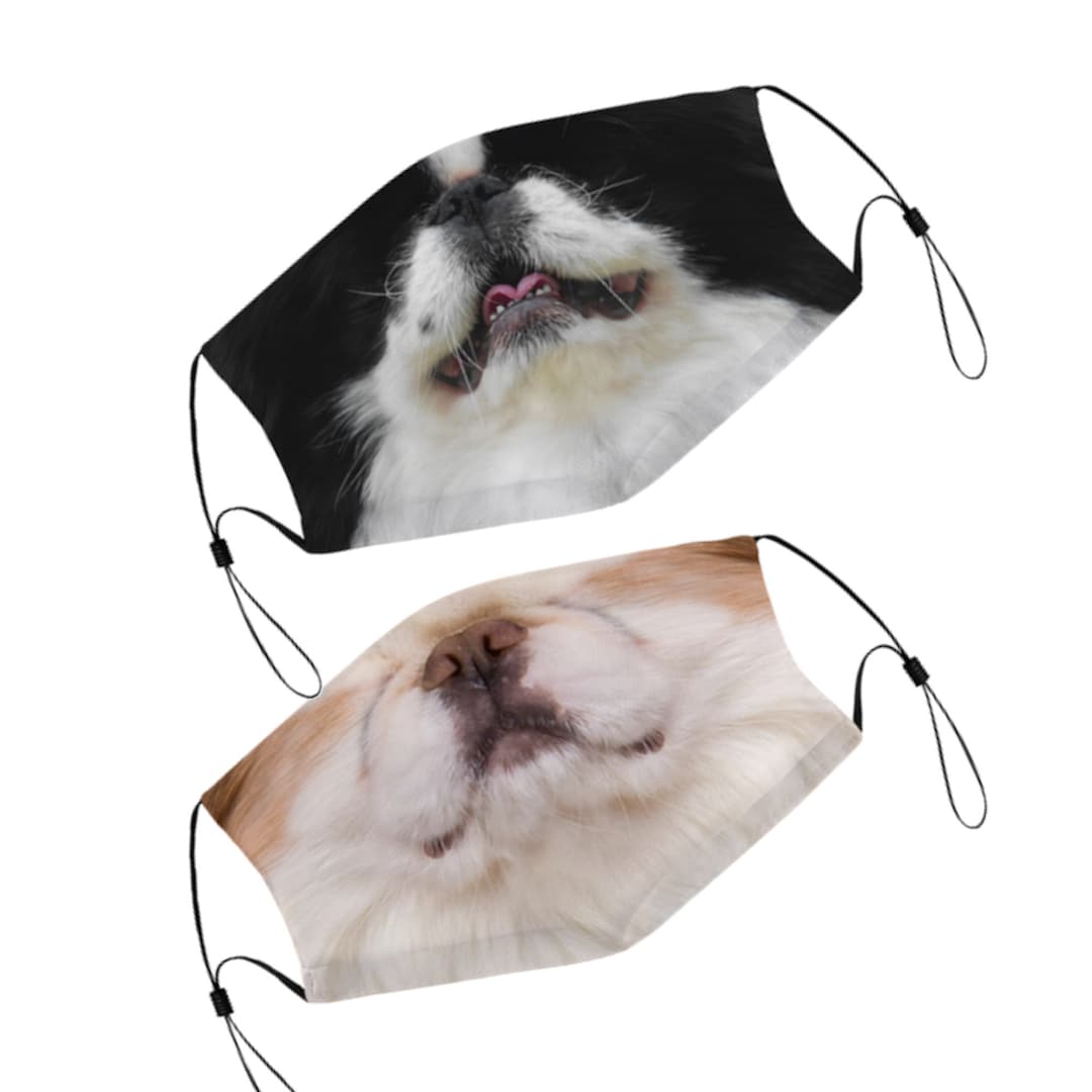 Japanese Chin Dog Face Mask With Filter Pocket, Washable & Reusable ...