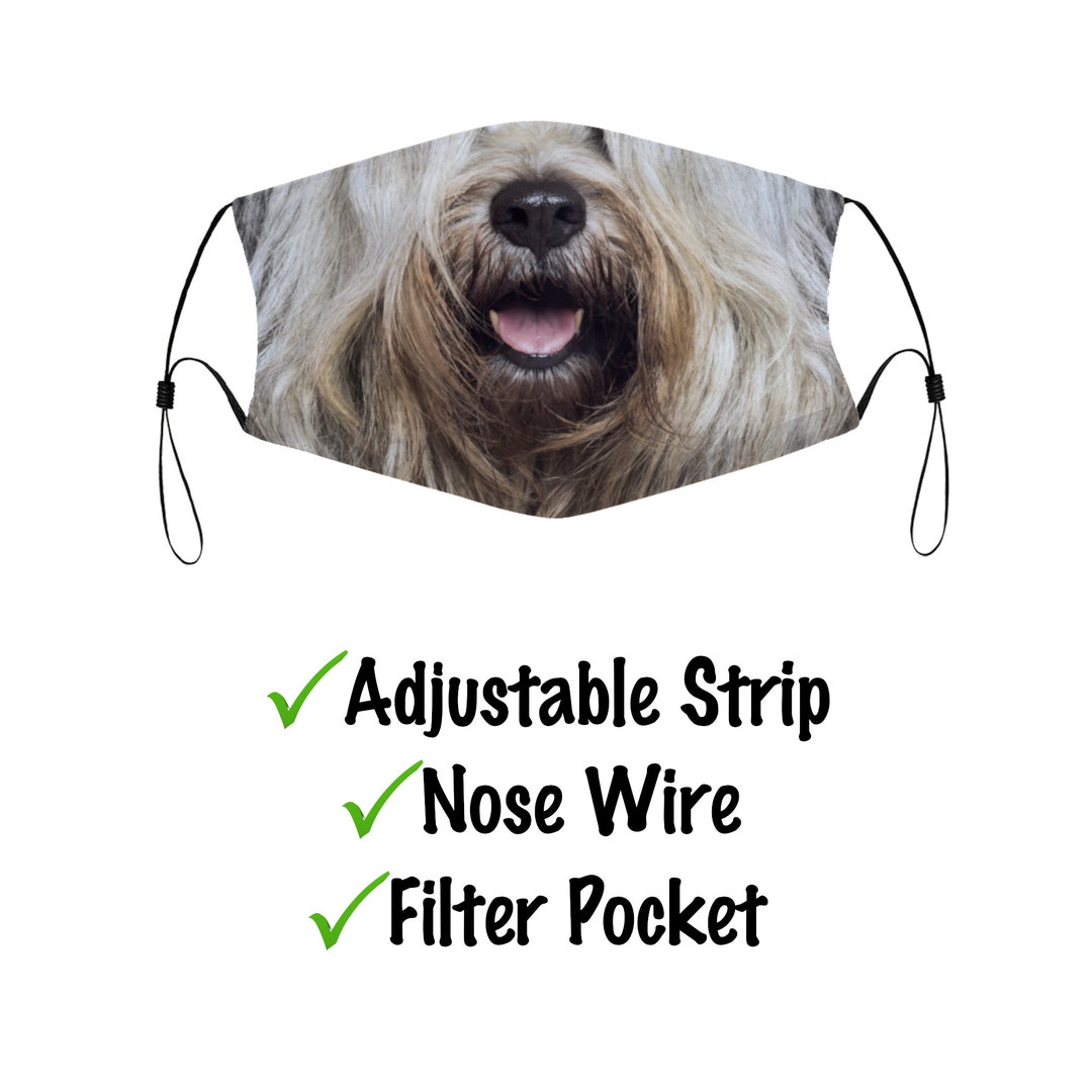 Skye Terrier Face Mask, Filter Pocket, Nose Wire, Washable Face Cover ...
