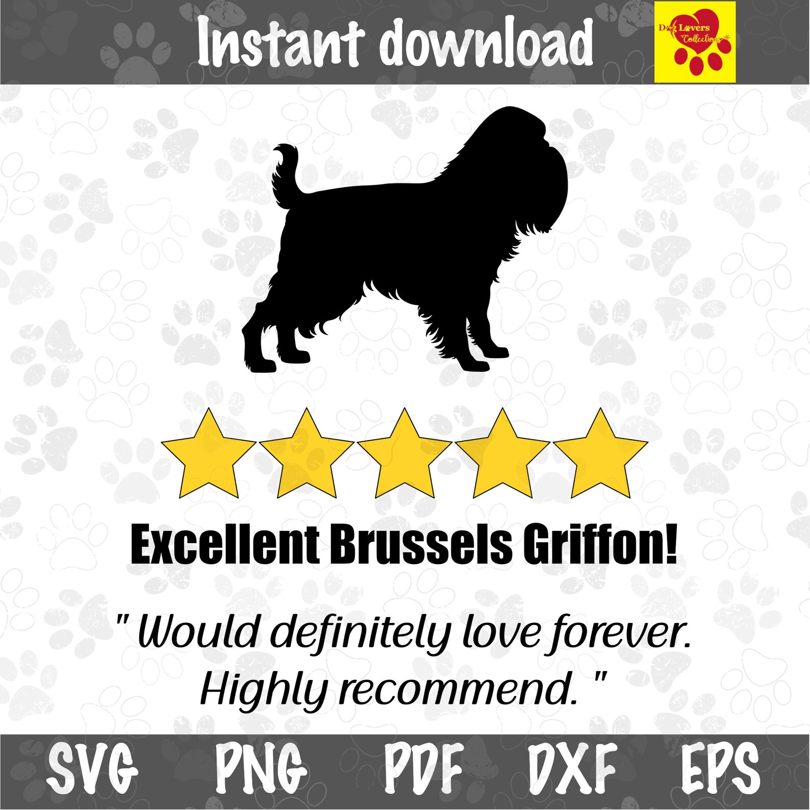 Brussels Griffon SVG 5 Stars Highly Recommend Svg Dog Lover - Etsy