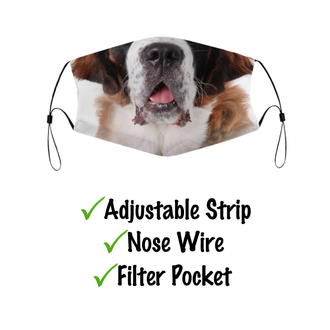 St Bernard Face Mask With Filter Pocket and Nose Wire, Washable ...