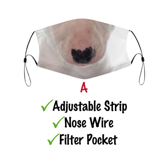 White Bull Terrier Face Mask With Filter Pocket and Nose Wire | Etsy