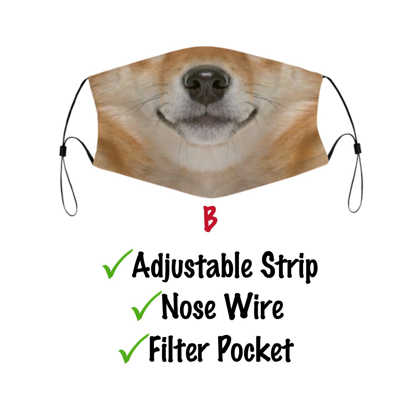 Shiba Inu Face Mask With Filter Pocket and Nose Wire Washable | Etsy