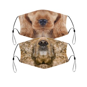 Cocker Spaniel Face Mask With Filter Pocket and Nose Wire, Washable ...