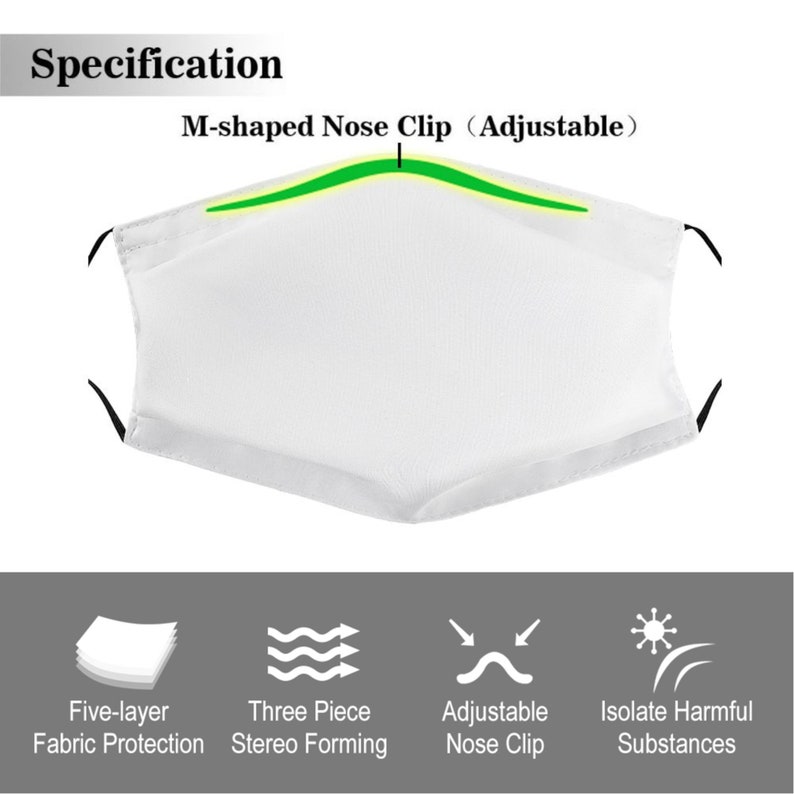 Husky Face Mask With Filter Pocket And Nose Wire Washable & | Etsy