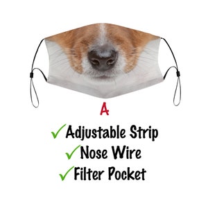 Jack Russell Terrier Face Mask With Filter Pocket, JRT Dog Washable ...