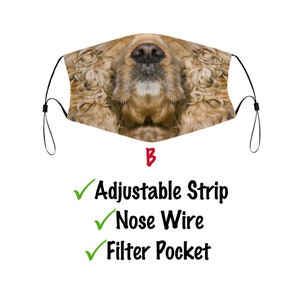 Cocker Spaniel Face Mask With Filter Pocket and Nose Wire, Washable ...