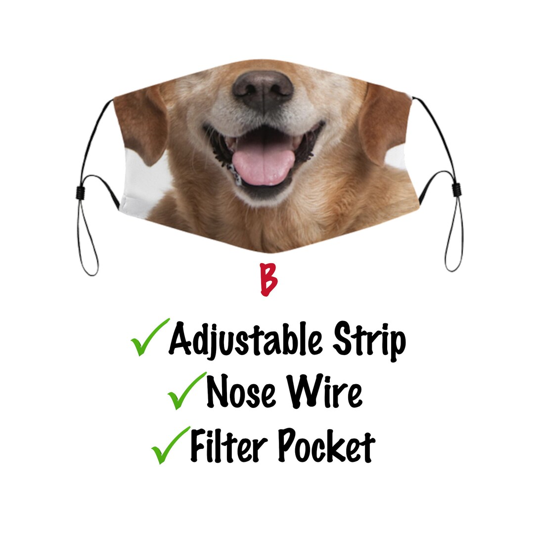 Yellow Lab Face Mask With Filter Pocket and Nose Wire, Washable ...