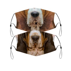 Basset Hound Face Mask With Filter Pocket and Nose Wire, Washable ...