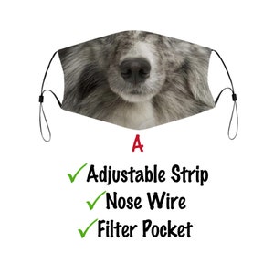 Shetland Sheepdog Face Mask With Filter Pocket and Nose Wire, Washable ...